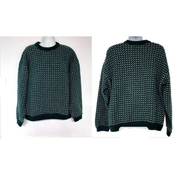 Roots | Sweaters | Roots Icelandic Green And White Wool Crewneck ...